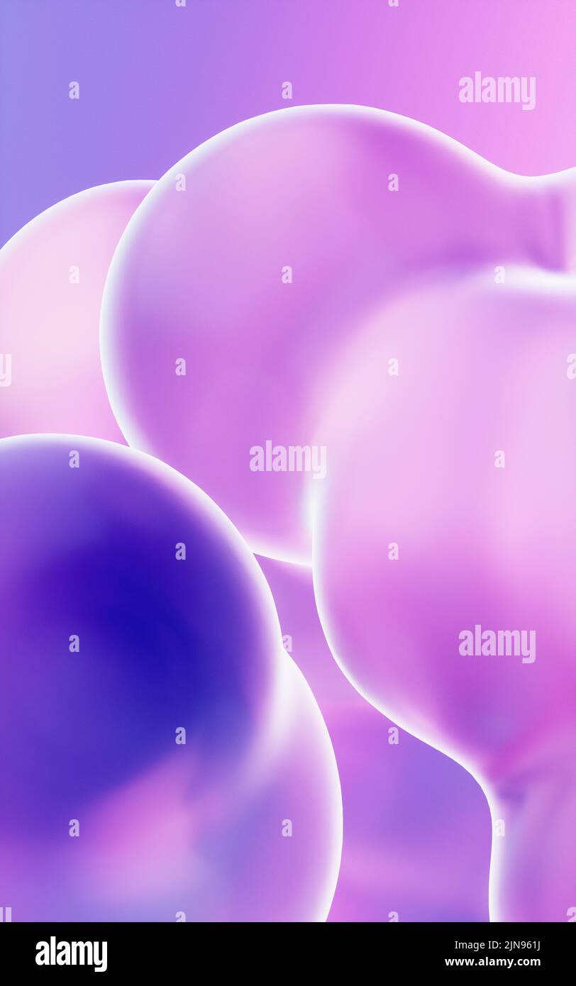 Transparent gradient bubbles, 3d rendering. Computer digital drawing ...
