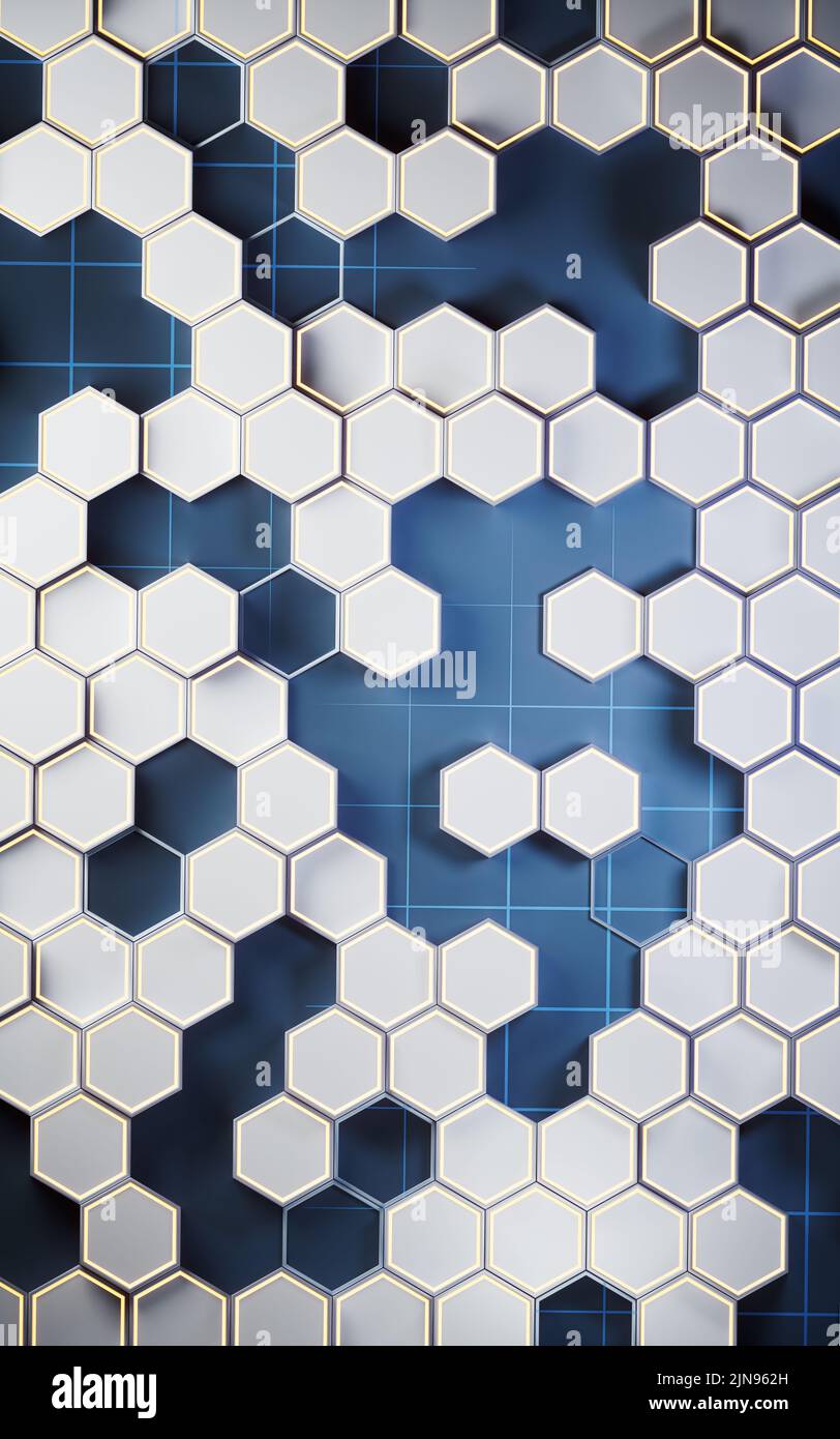 Metallic hexagon material background, 3d rendering. Computer digital ...