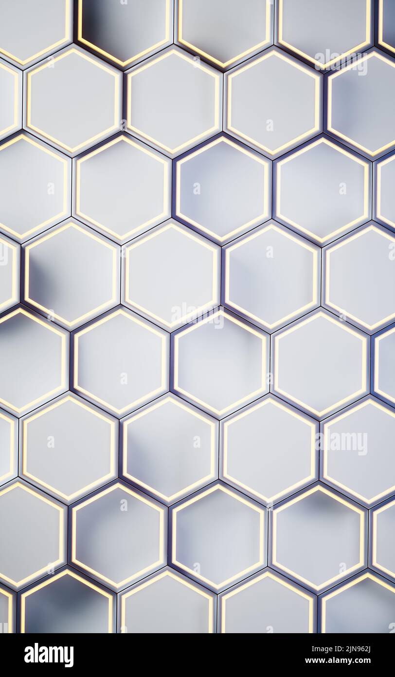 Metallic hexagon material background, 3d rendering. Computer digital ...