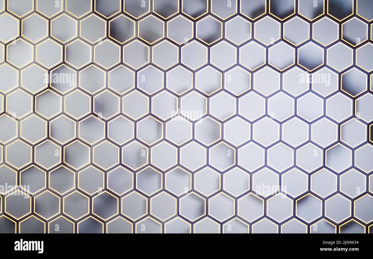 Metallic hexagon material background, 3d rendering. Computer digital ...