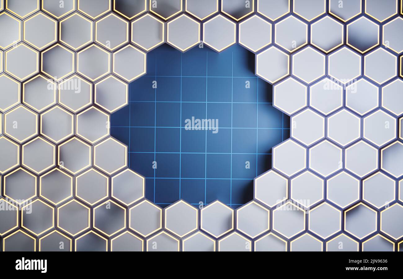 Metallic hexagon material background, 3d rendering. Computer digital ...