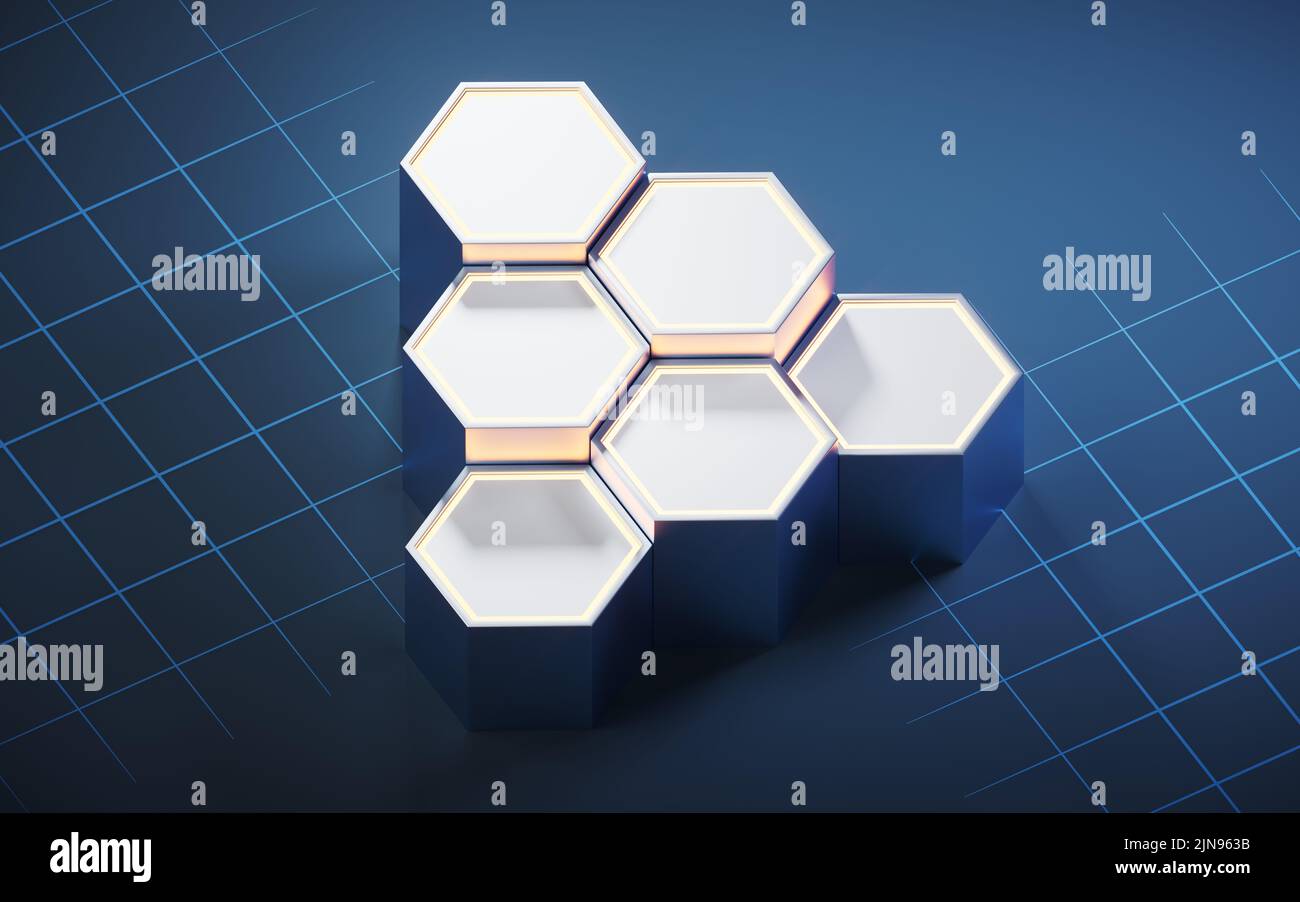 Metallic hexagon material background, 3d rendering. Computer digital ...