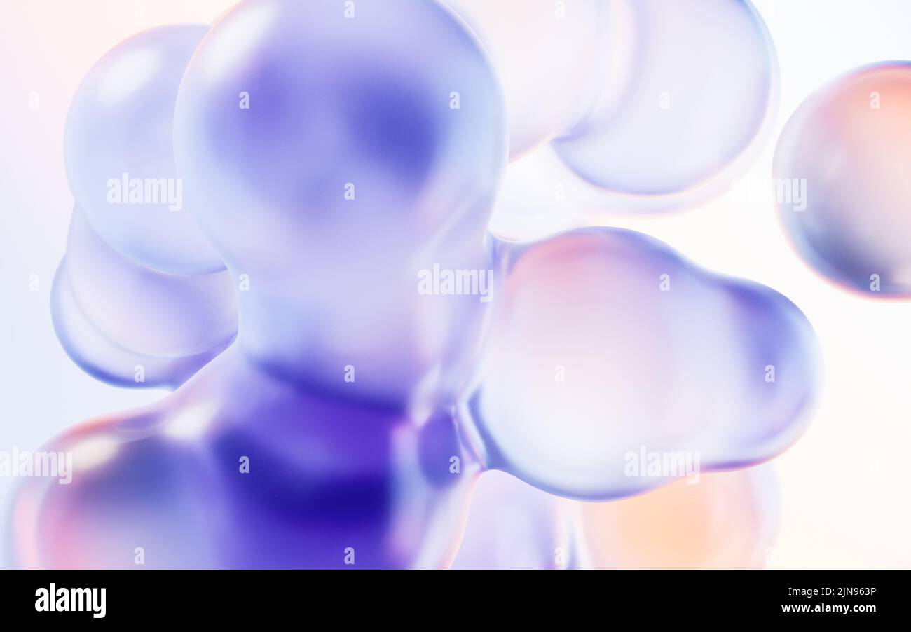 Transparent gradient bubbles, 3d rendering. Computer digital drawing ...