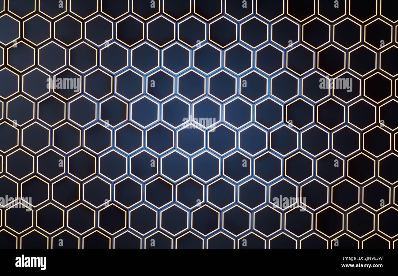 Metallic hexagon material background, 3d rendering. Computer digital ...