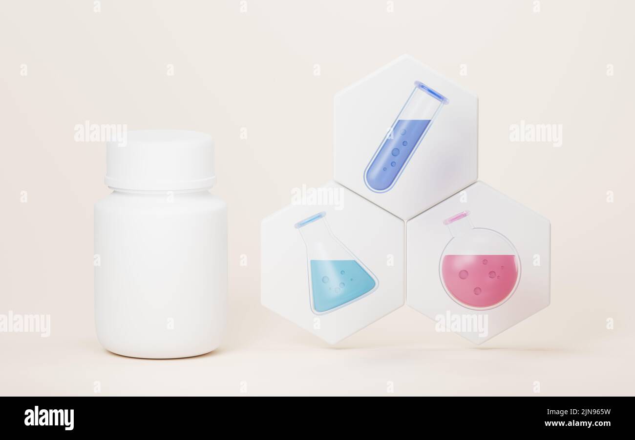 Chemical equipment and reagent, 3d rendering. Computer digital drawing ...