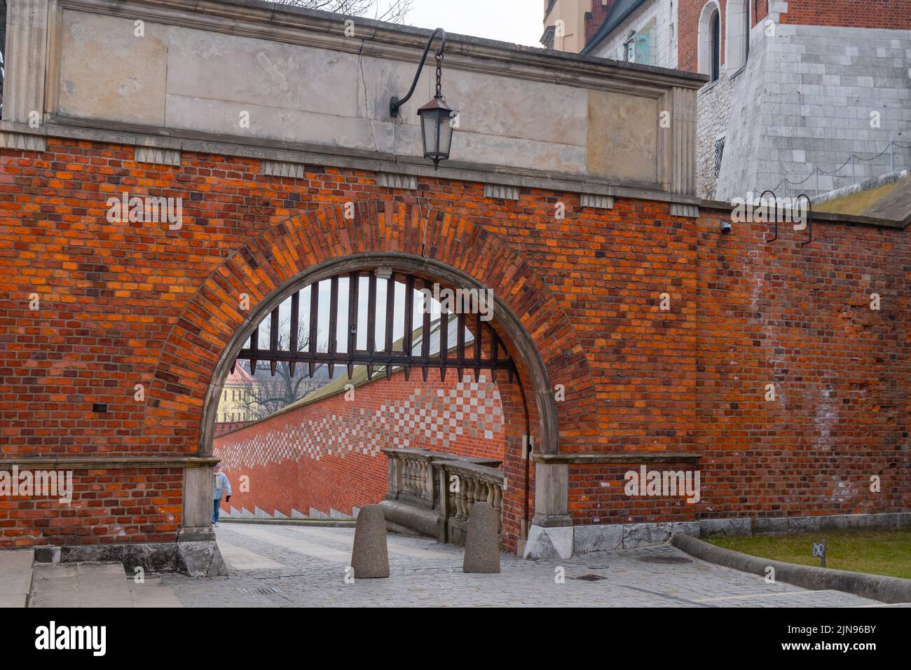 Entrance of Wawel Castle. Tourist visiting the castle in Krakow. Poland ...