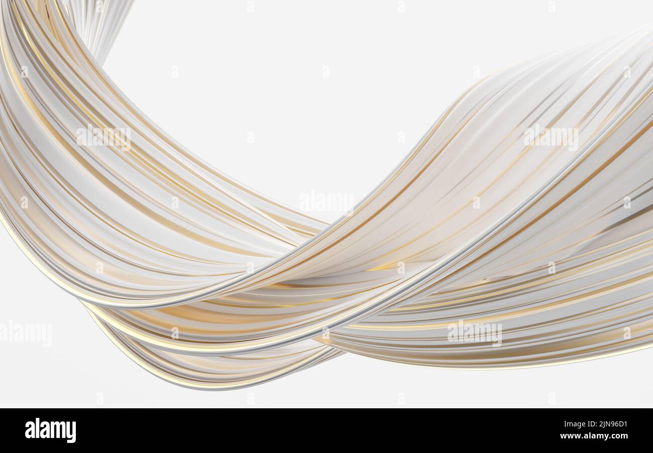 Abstract flowing curve lines, 3d rendering. Computer digital drawing ...