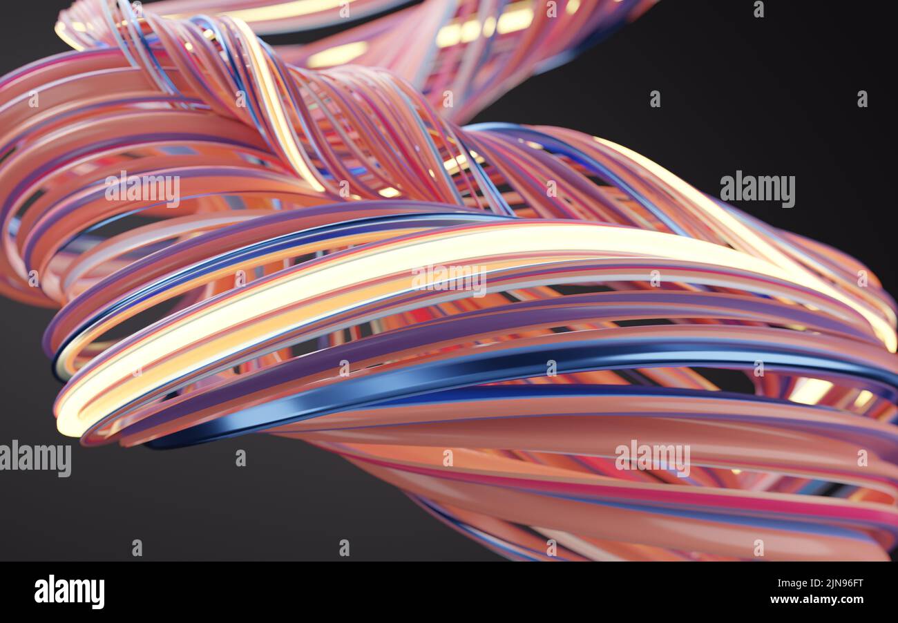 Abstract flowing curve lines, 3d rendering. Computer digital drawing ...