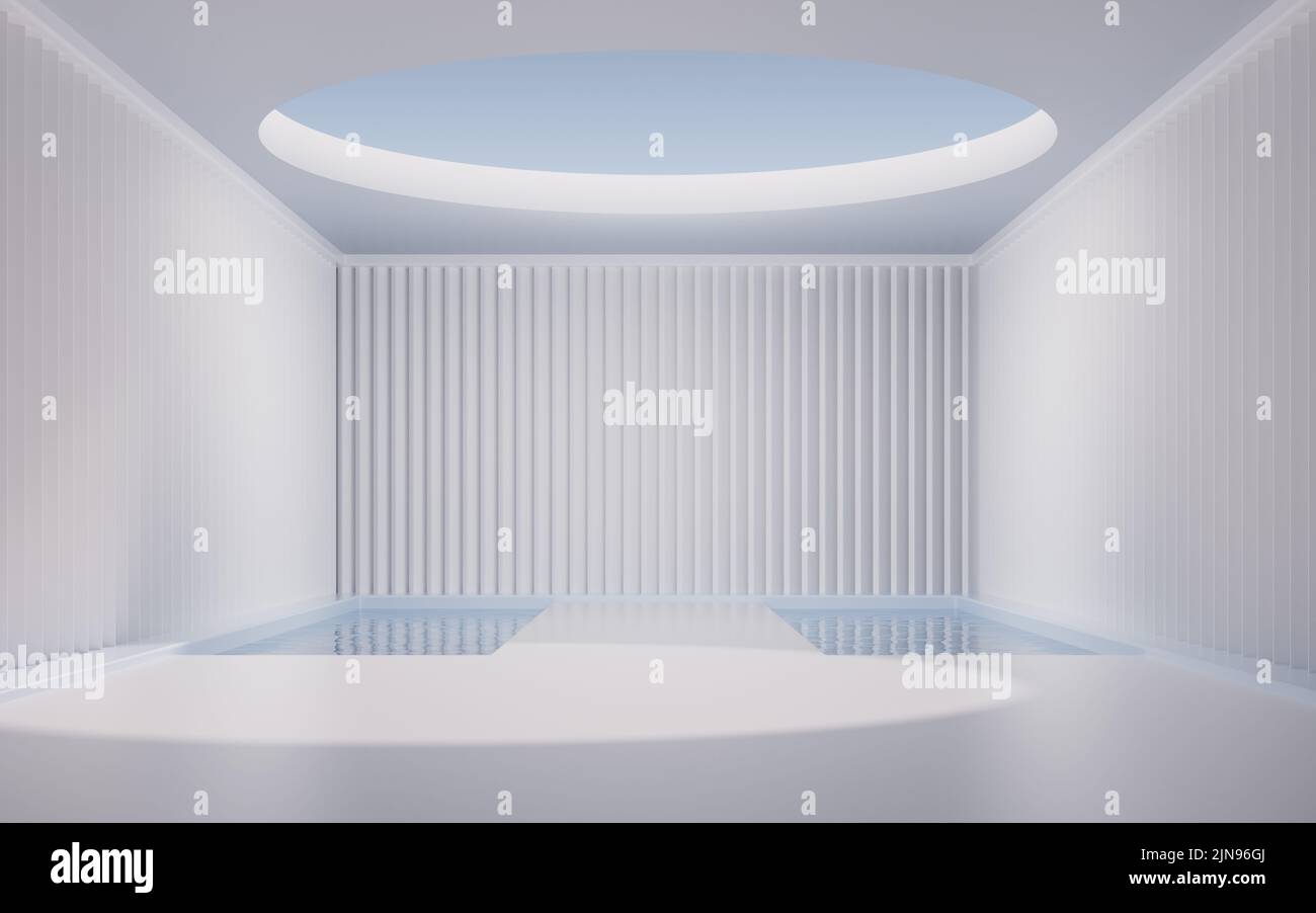 Empty room with water inside, 3d rendering. Computer digital drawing ...