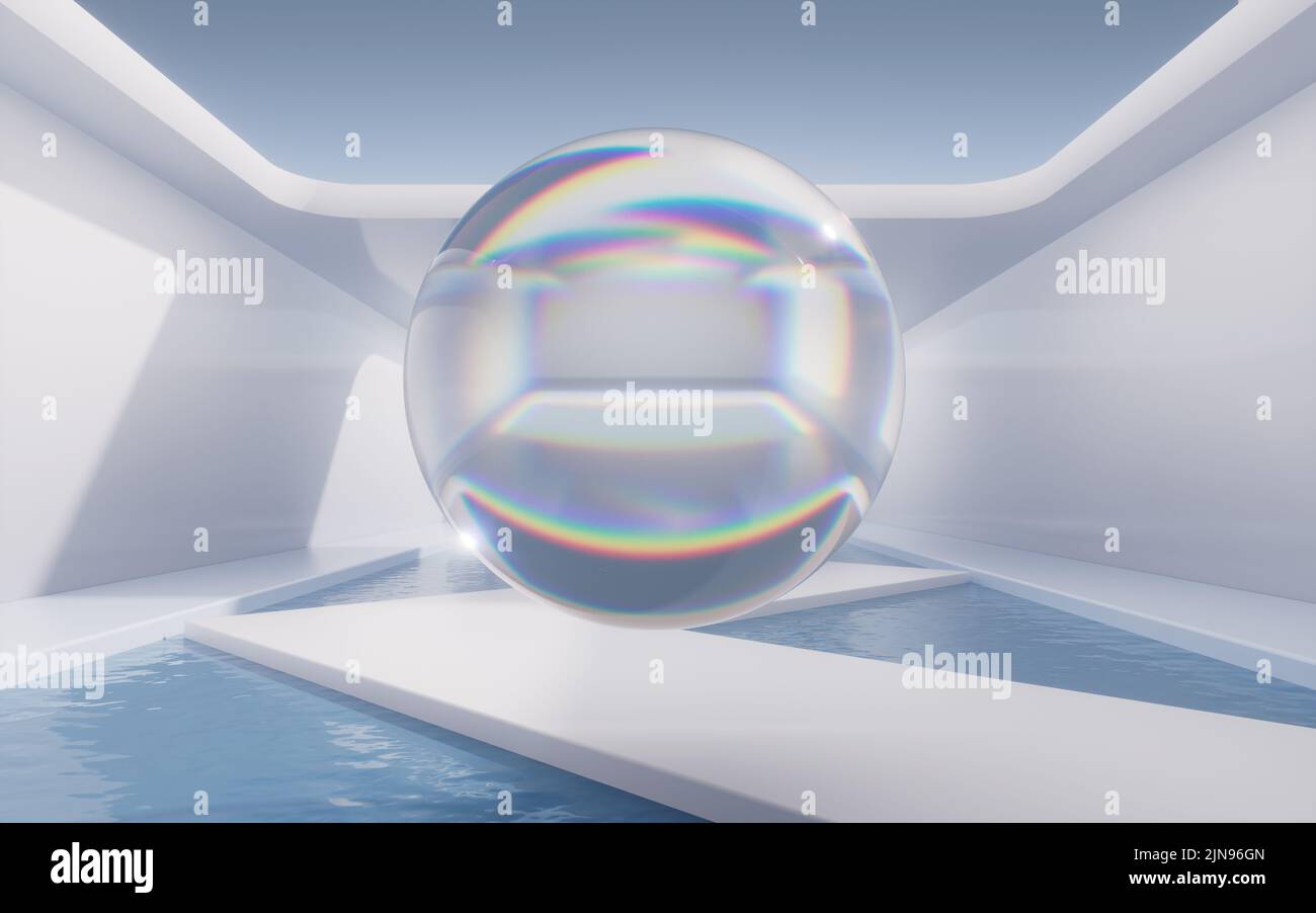 Empty room with water inside, 3d rendering. Computer digital drawing ...