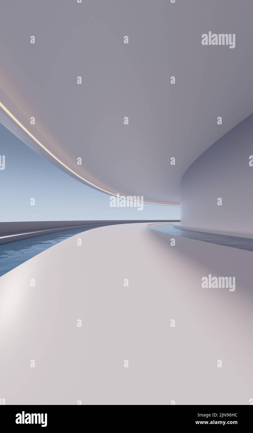 Empty room with water inside, 3d rendering. Computer digital drawing ...