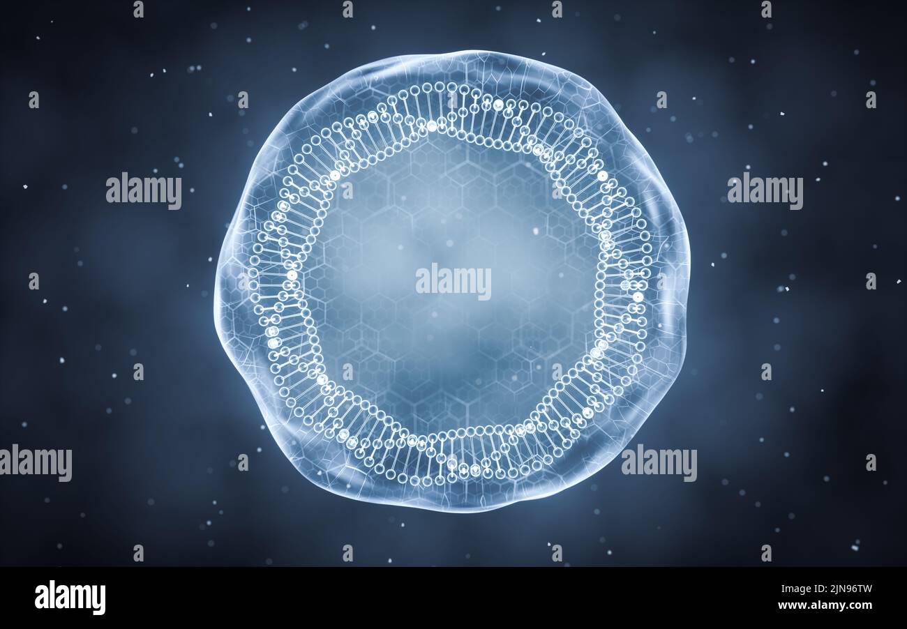 Organic sphere with chain structure inside, 3d rendering. Computer ...