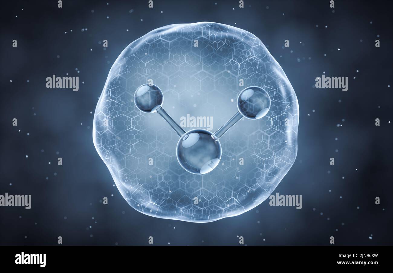 Organic sphere with molecule inside, 3d rendering. Computer digital ...