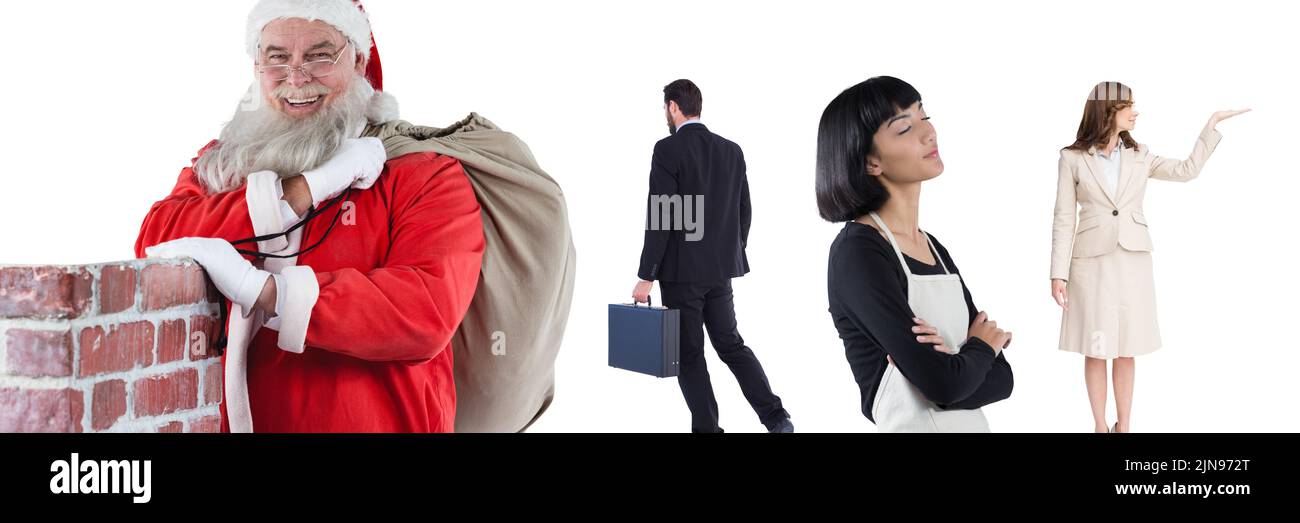 Multiple people of different professions against copy space on white ...