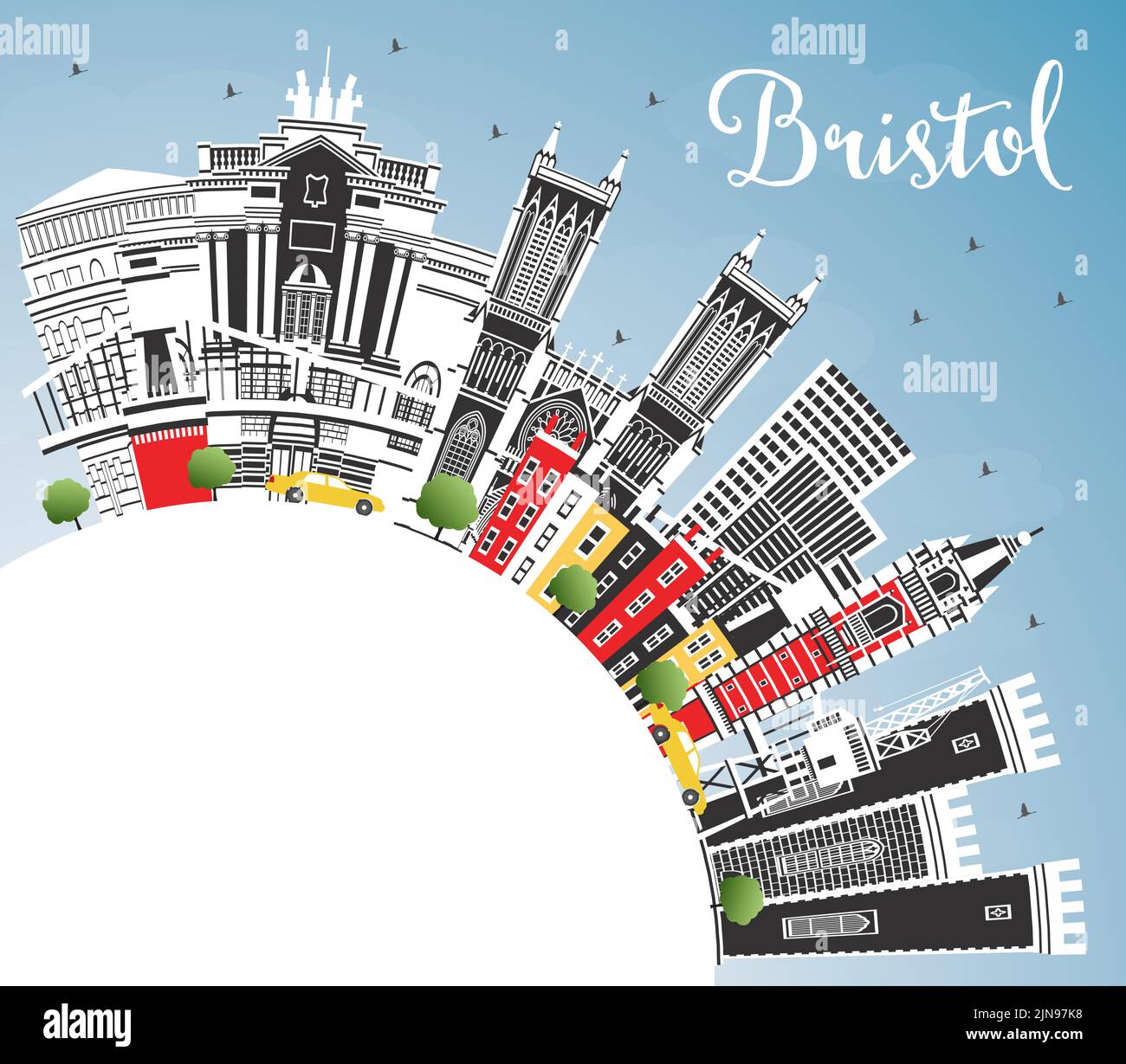 Bristol UK City Skyline with Color Buildings, Blue Sky and Copy Space ...