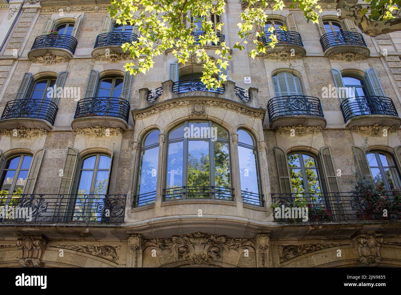 Horizontal photo of a facade of an historic building of Barcelona ...