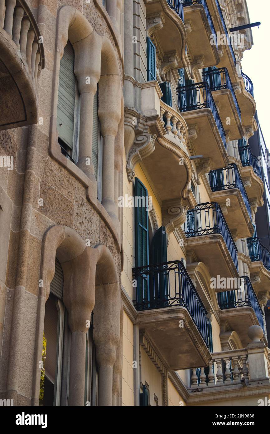 Vertical photo of a side view of a typical and authentic facade from a ...