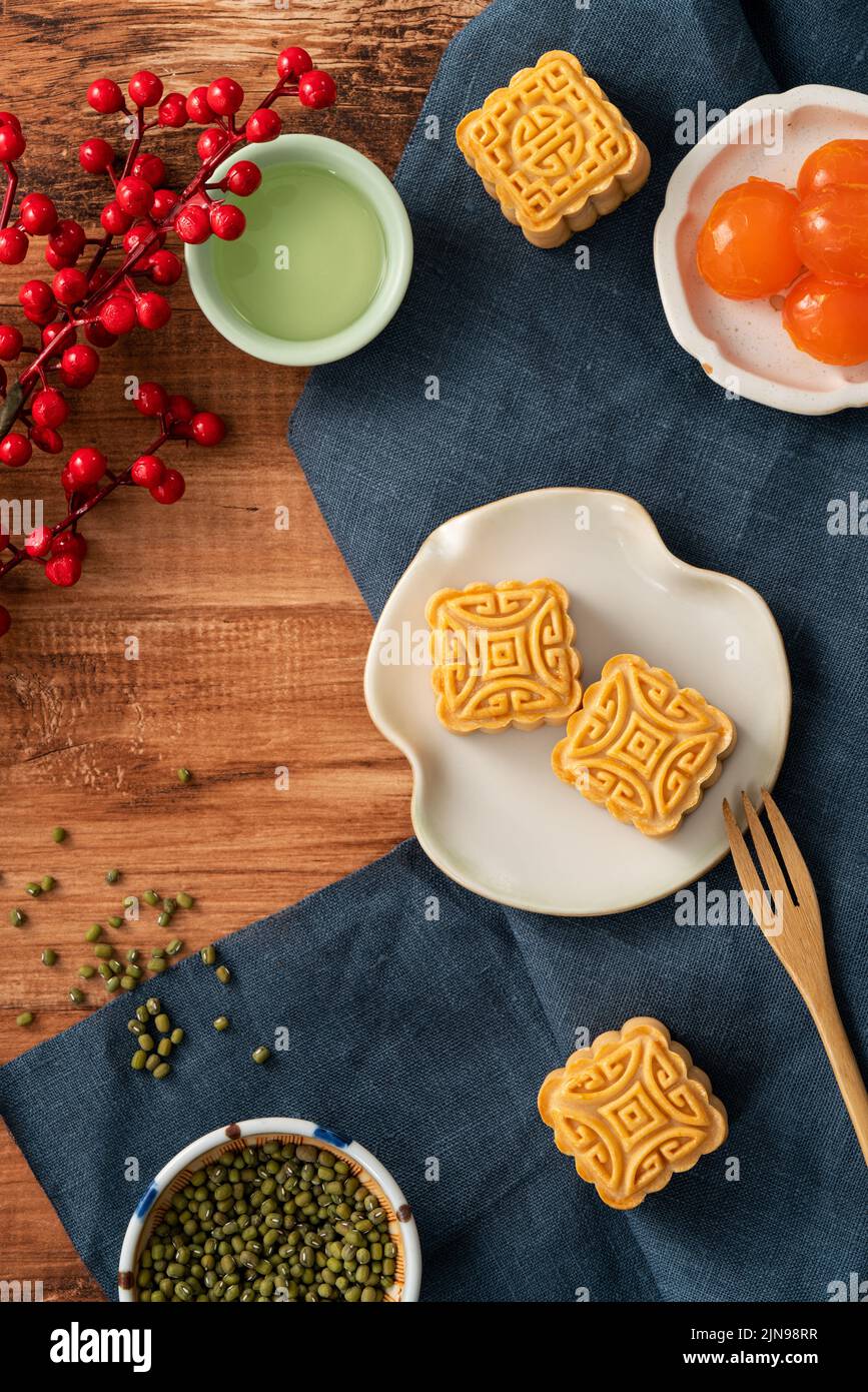 Delicious mung bean moon cake for Mid-Autumn Festival food mooncake on ...