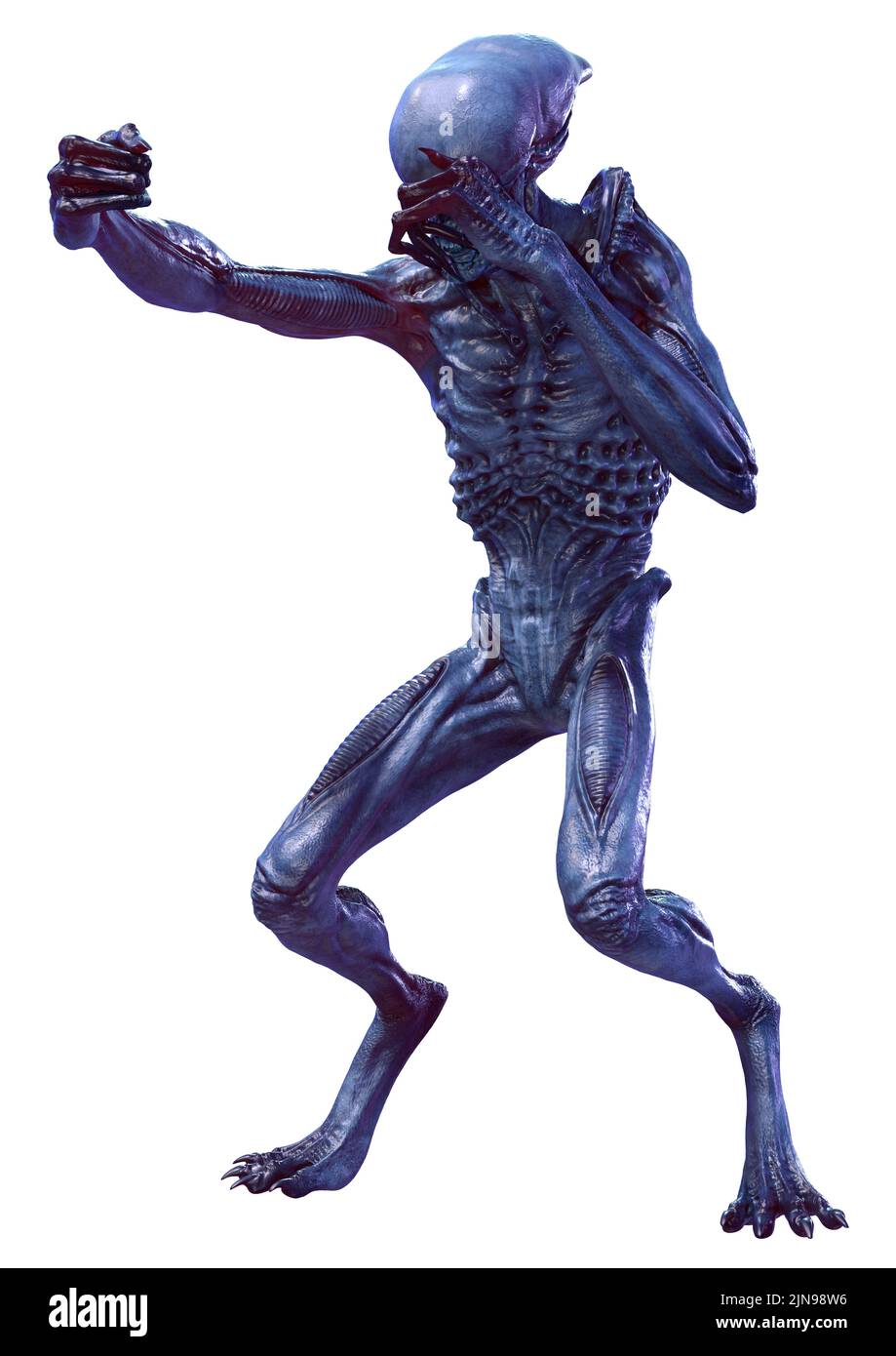 3D rendering of a blue male alien isolated on white background Stock ...