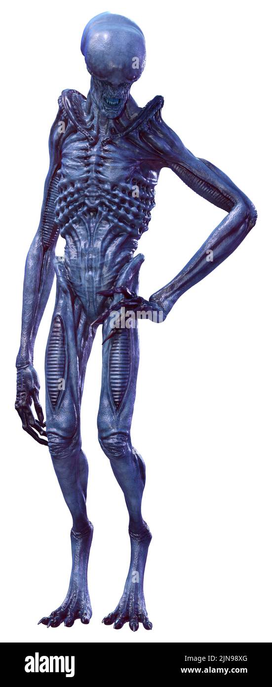 3D rendering of a blue male alien isolated on white background Stock ...