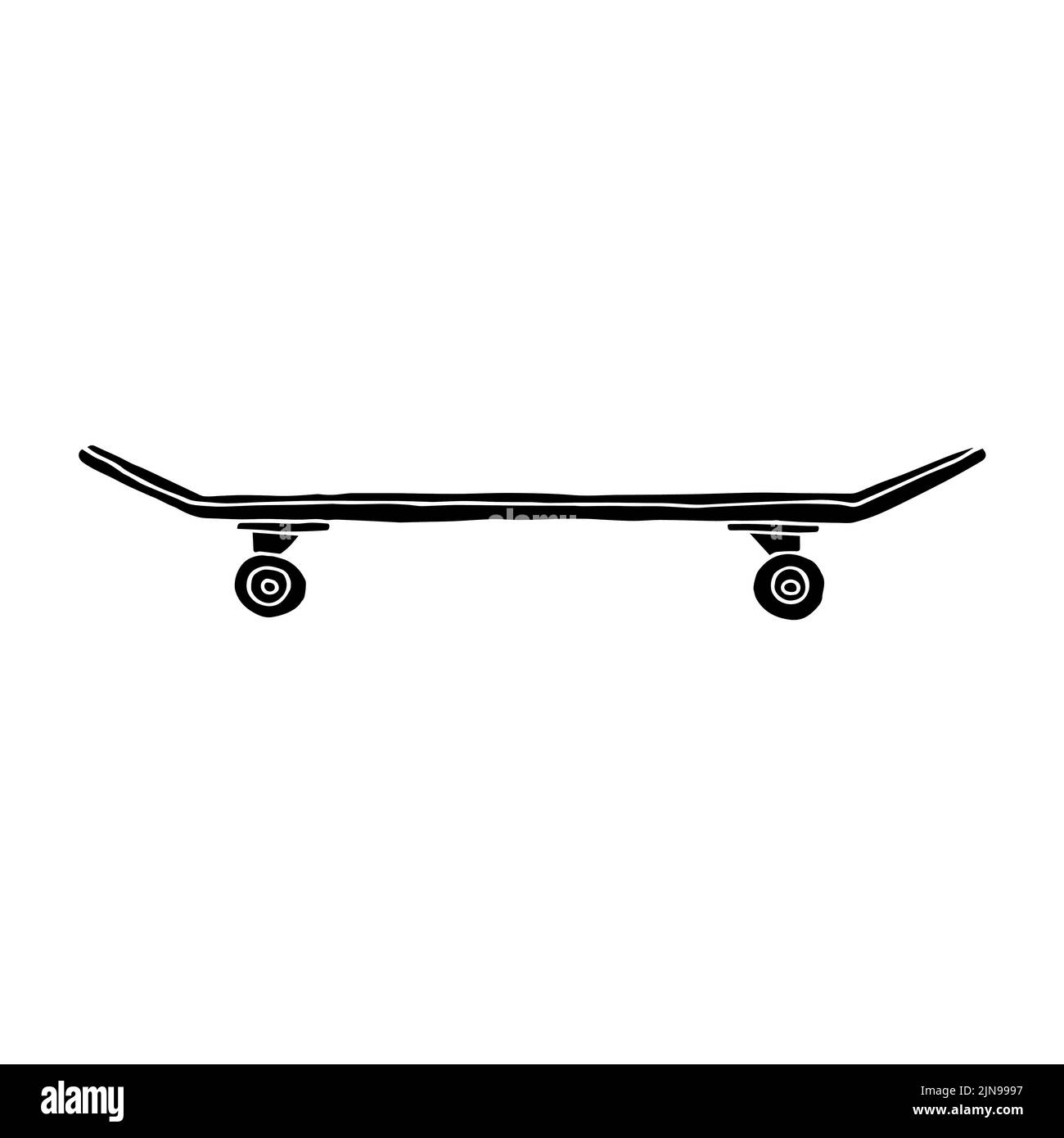 Vector hand drawn doodle sketch black skateboard isolated on white ...