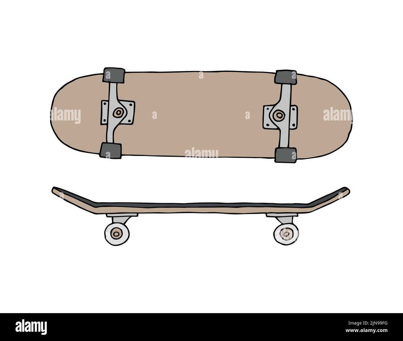 Vector hand drawn doodle sketch colored skateboard isolated on white ...
