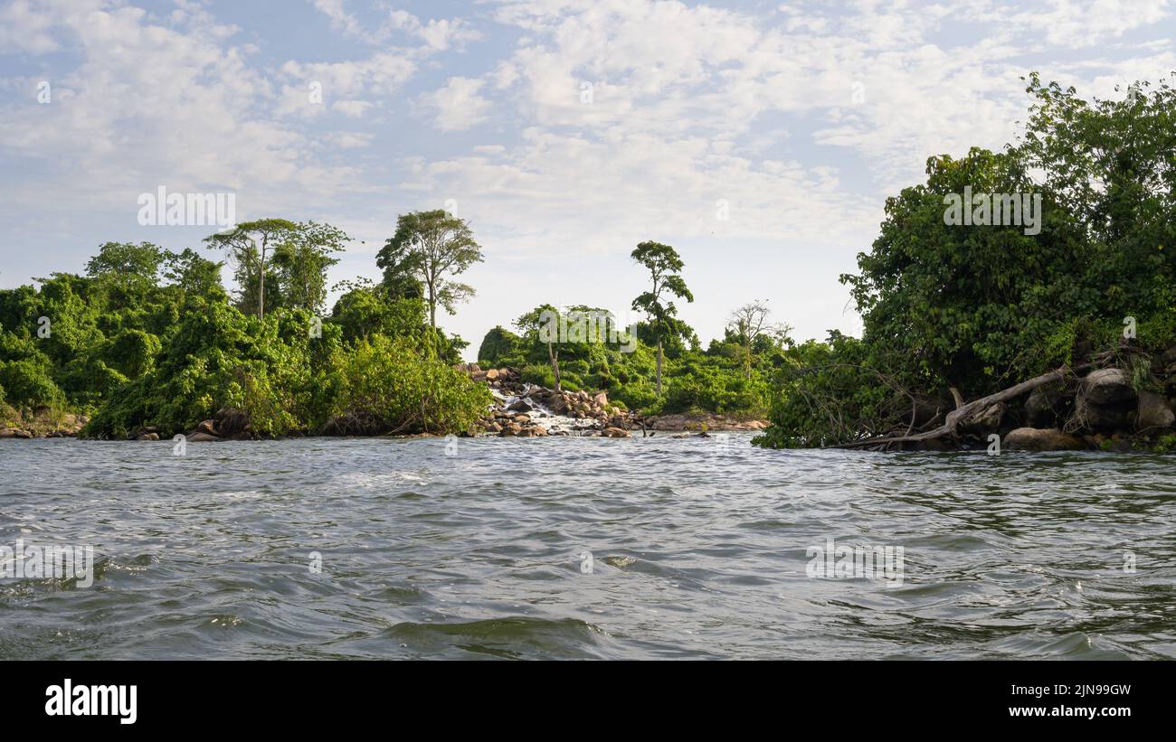 The Itanda Falls of the Victoria Nile in Uganda, sunny day in May Stock ...