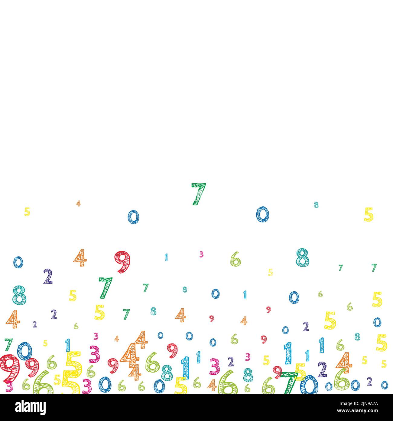 Falling colorful orderly numbers. Math study concept with flying digits ...