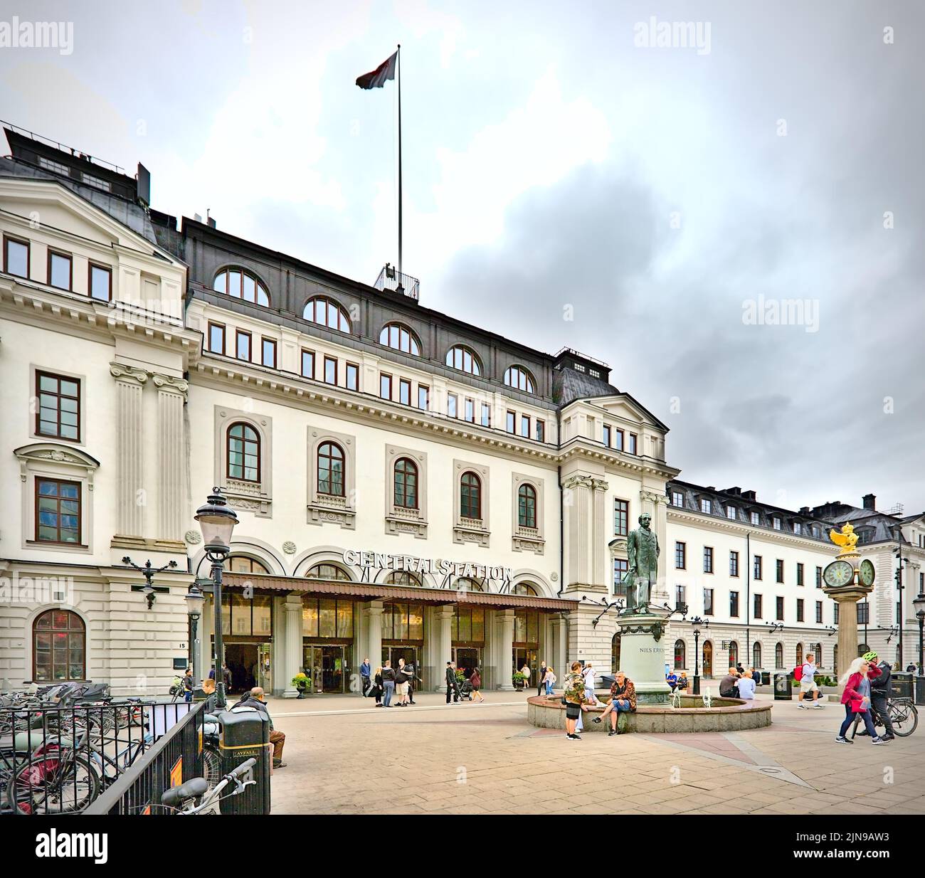 Stockholm central metro station from outside side view at evening Stock ...