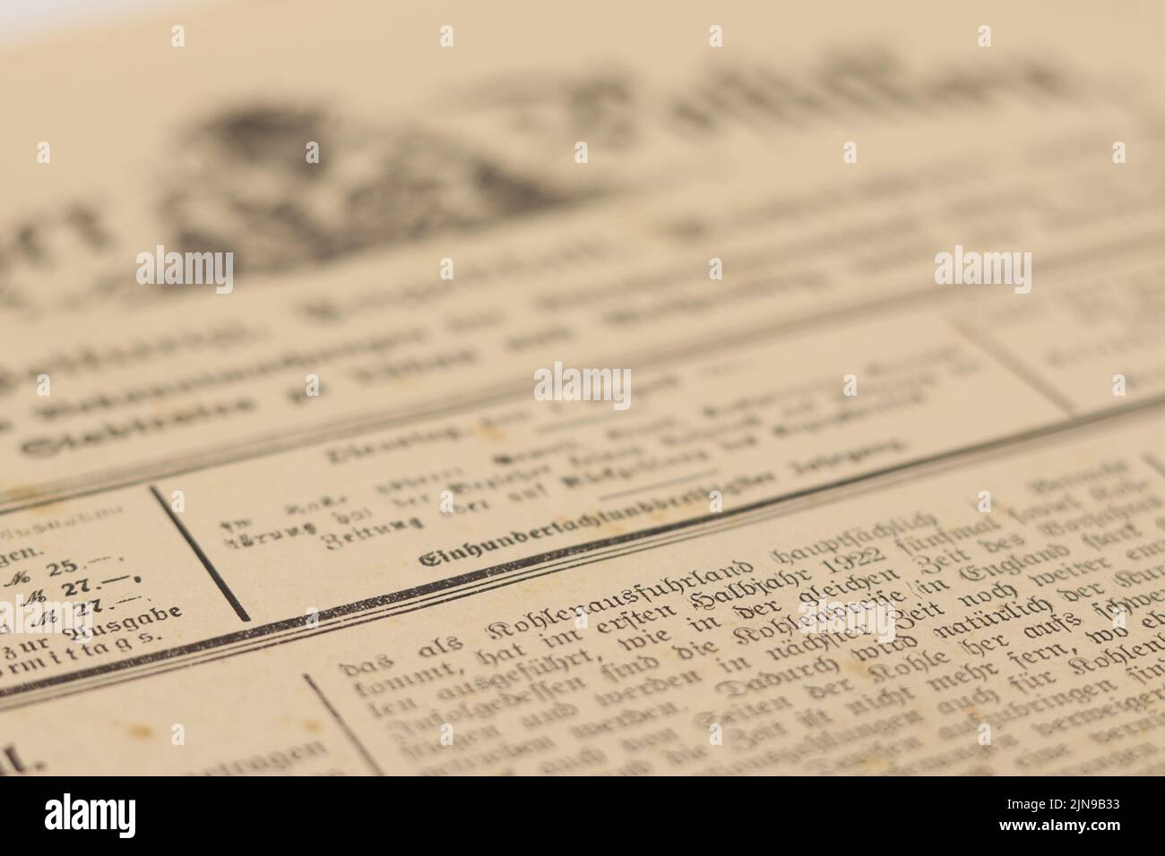 a old german retro war press newspaper with headlines macro shot Stock ...