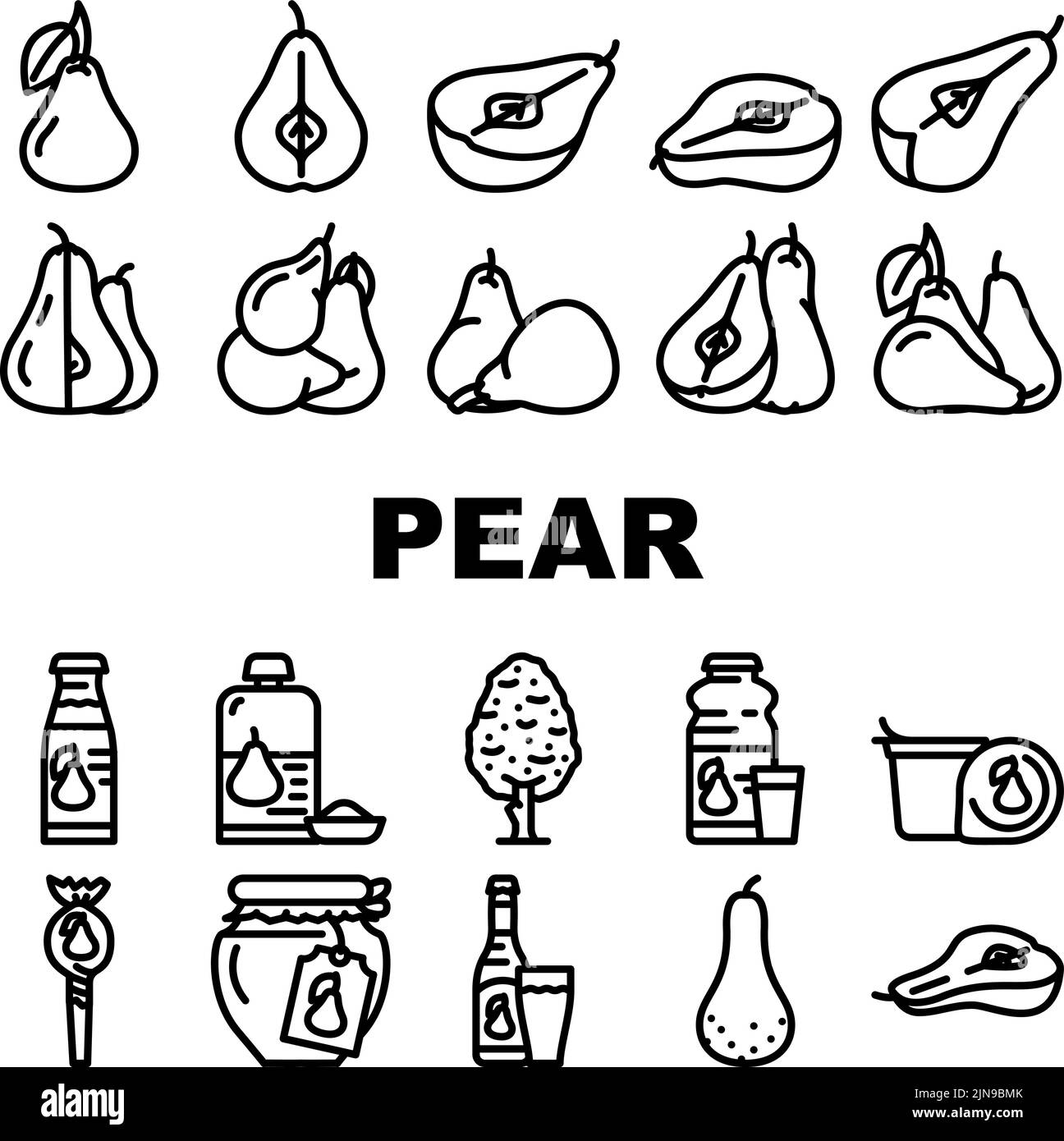 pear fruit half food slice icons set vector Stock Vector Image & Art ...