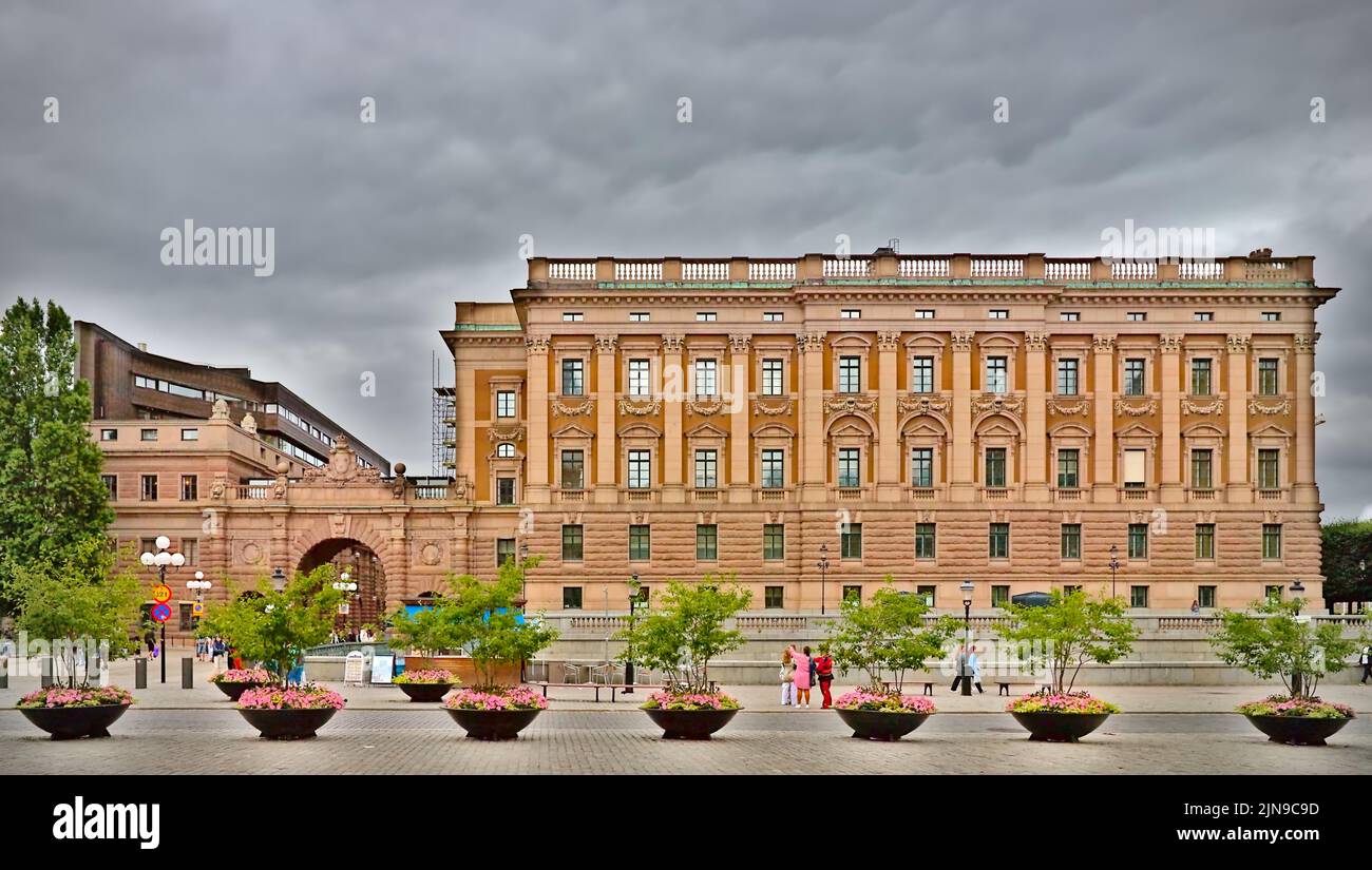 Swedish Parliament building during the day in summer, Gamla Stan ...
