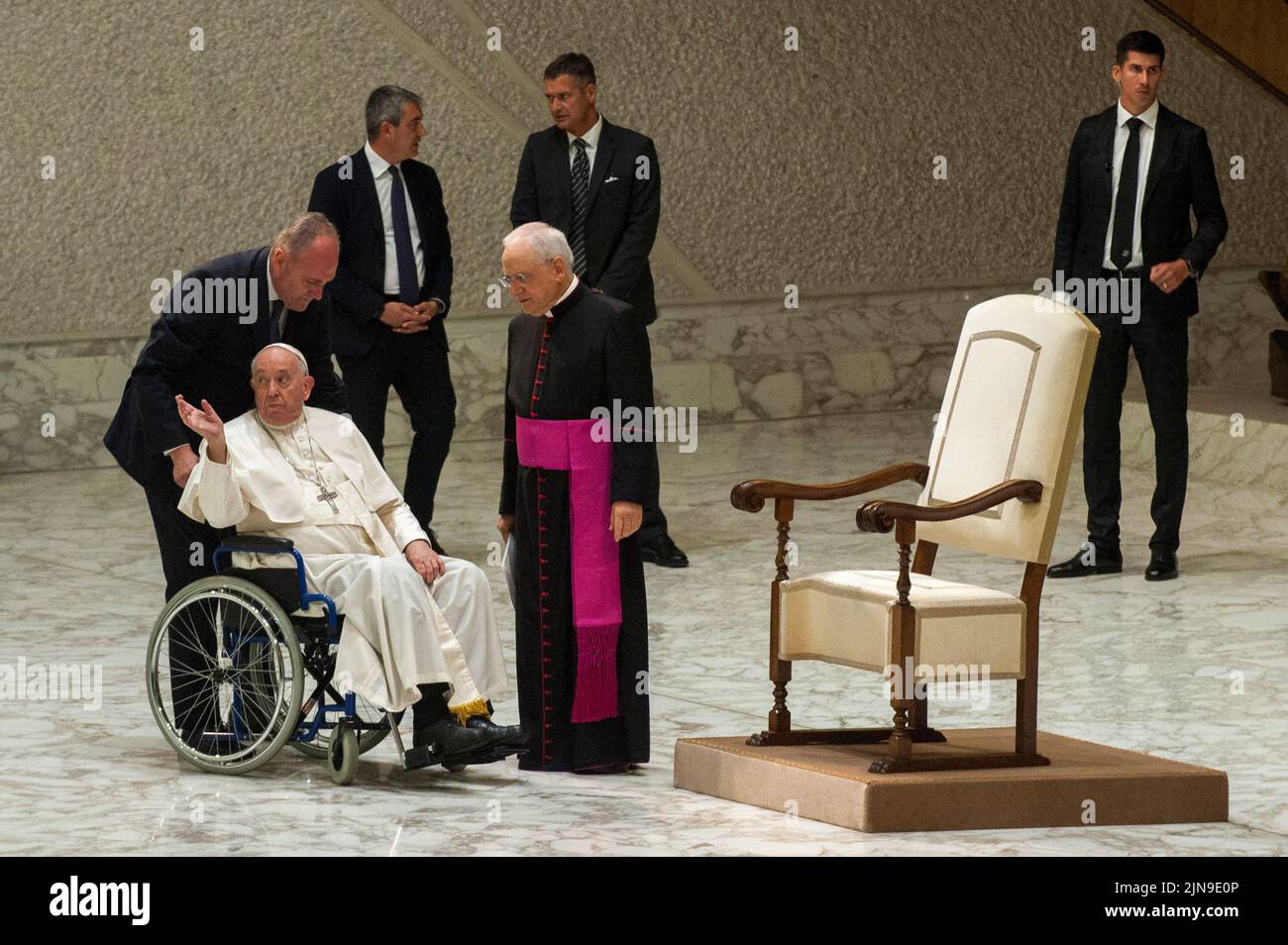 Italy, Rome, Vatican, 22/08/10. Pope Francis flanked by his butler ...