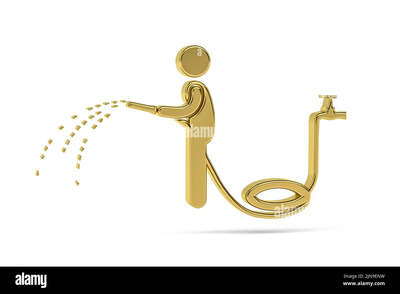 Golden 3d hose icon isolated on white background - 3d render Stock ...