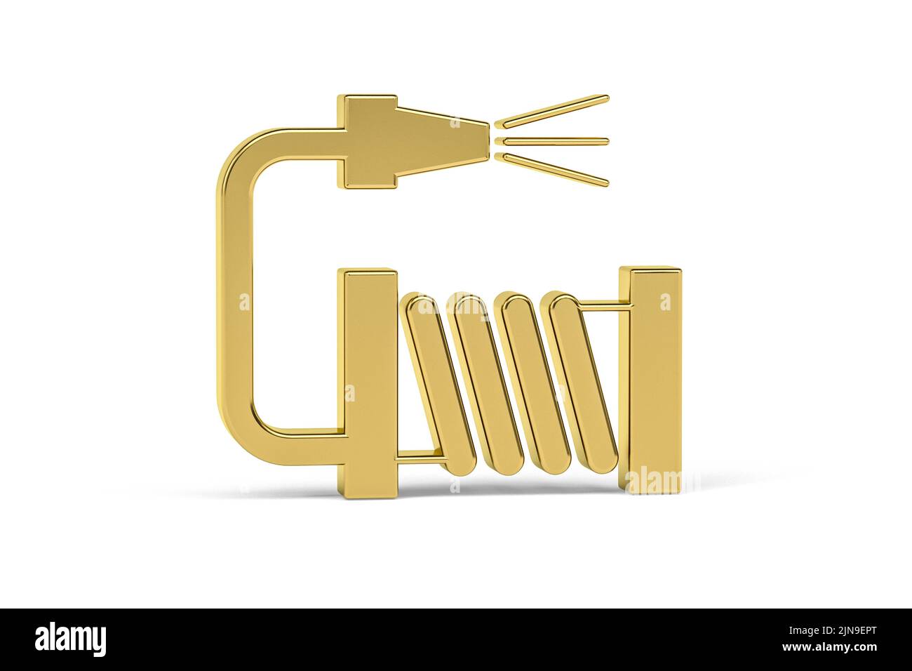 Golden 3d hose icon isolated on white background - 3d render Stock ...