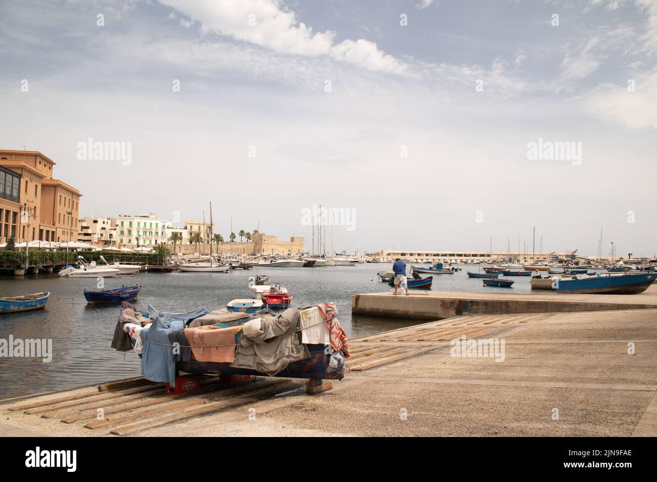 old traditional fishing boat in Bari Harbour Stock Photo - Alamy