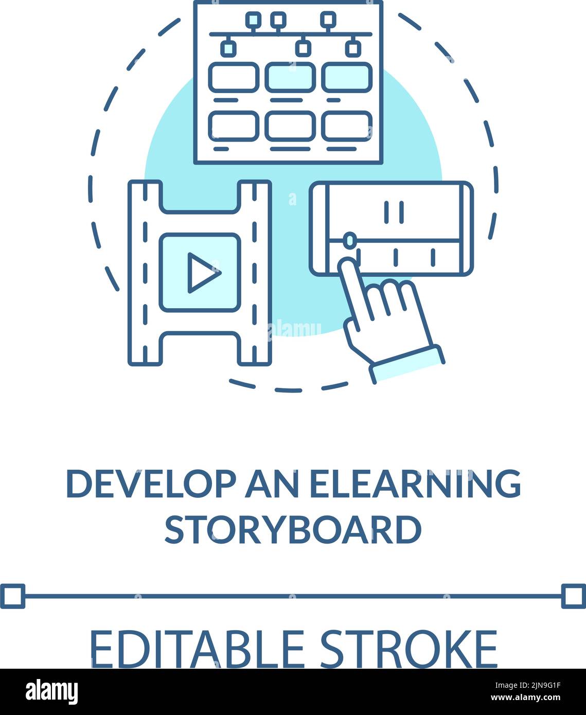 Develop eLearning storyboard turquoise concept icon Stock Vector Image ...