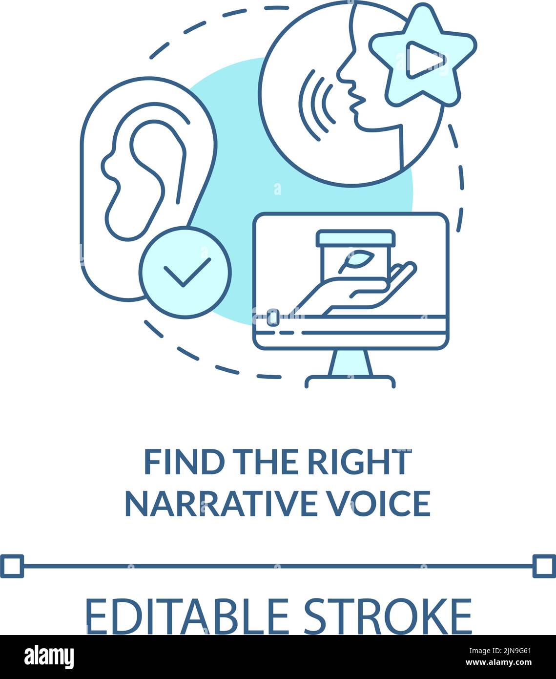 Find right narrative voice turquoise concept icon Stock Vector Image ...