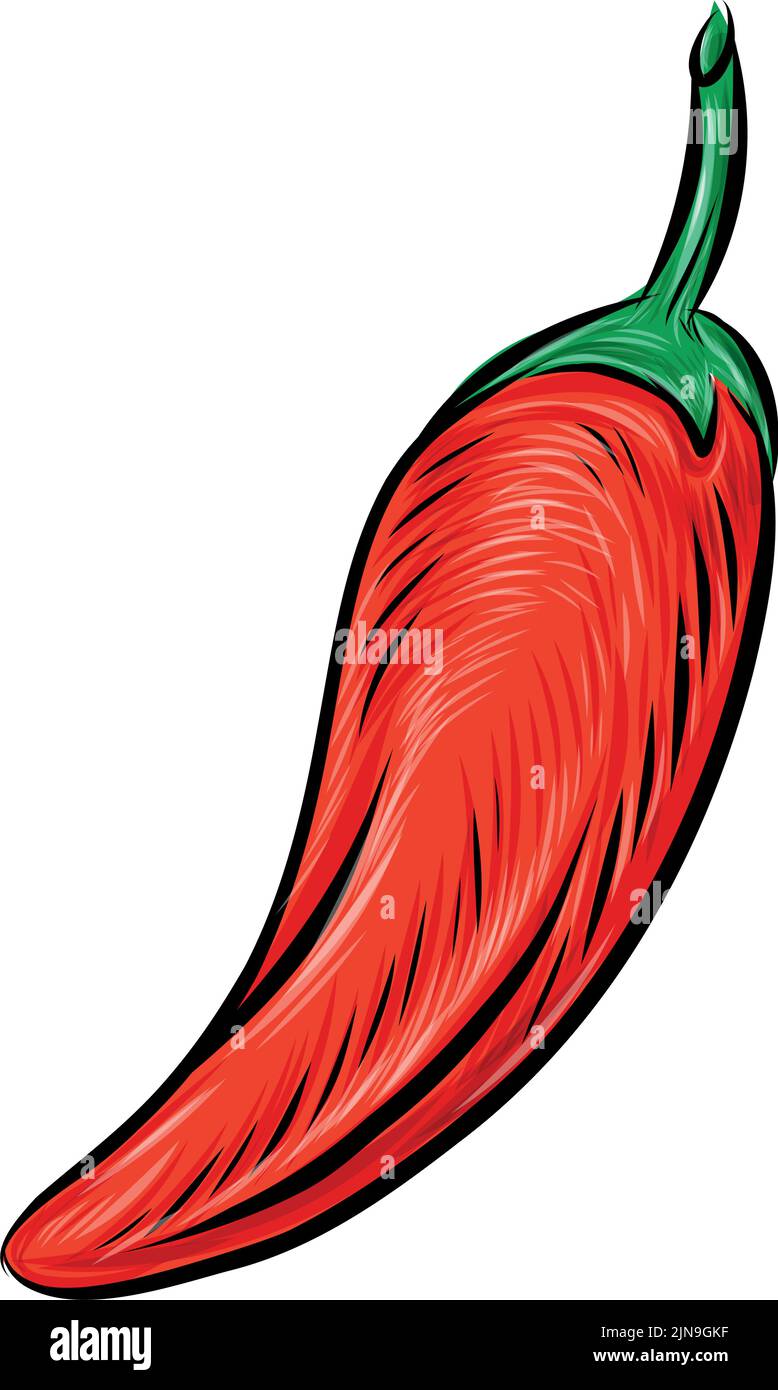 Black white illustration pepper Cut Out Stock Images & Pictures - Alamy