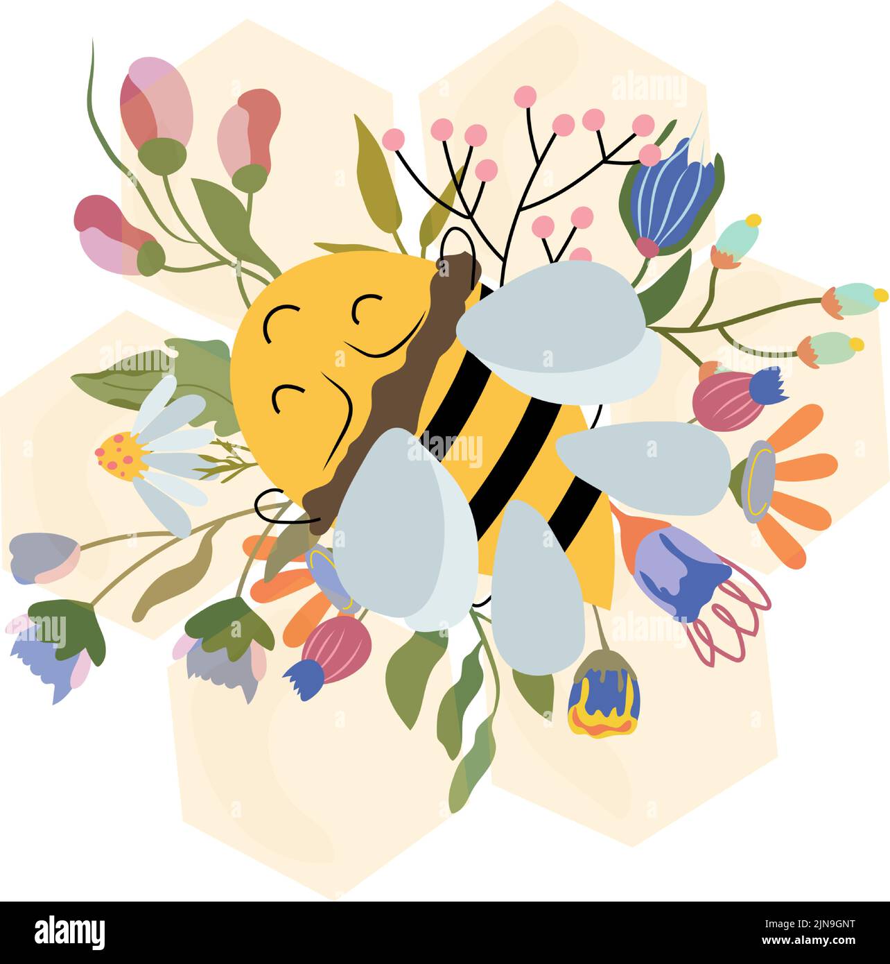 Hexagon frame cute honey Stock Vector Images - Alamy