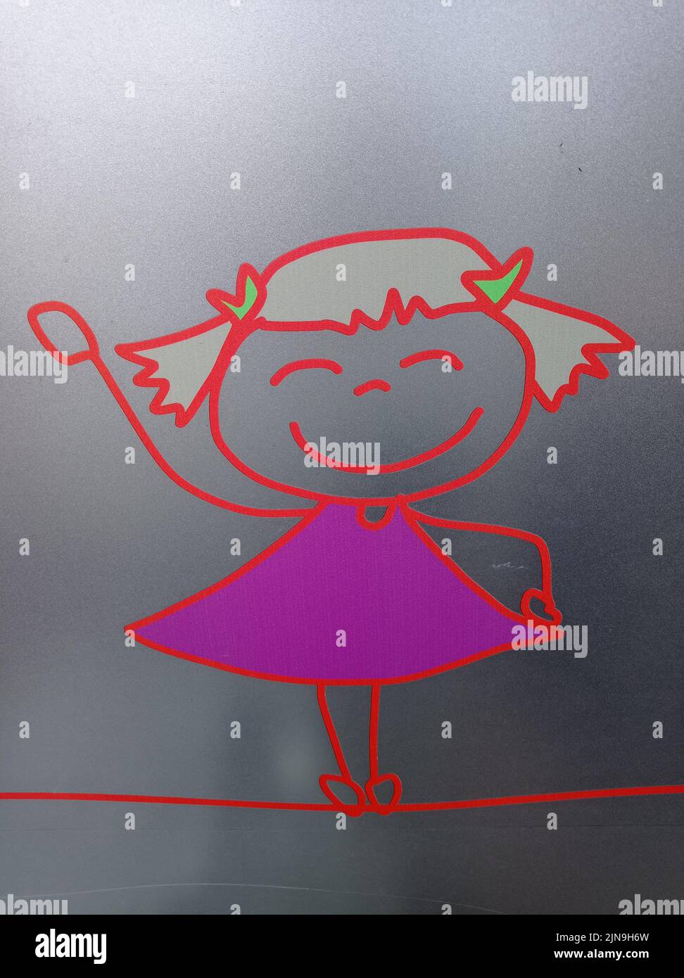 Dessin rouge d'une fillette, France Stock Photo - Alamy