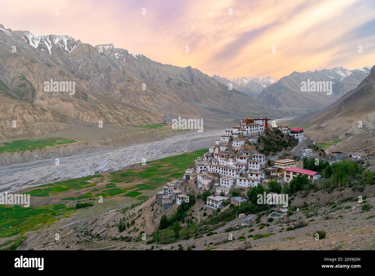 The famous Kee monastery located on top of a hill in Spiti valley ...