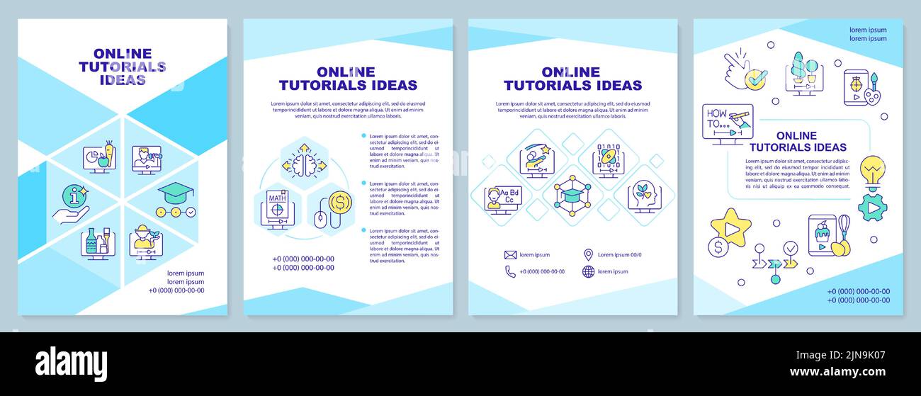 Online Tutorials Ideas Turquoise Brochure Template Stock Vector Image