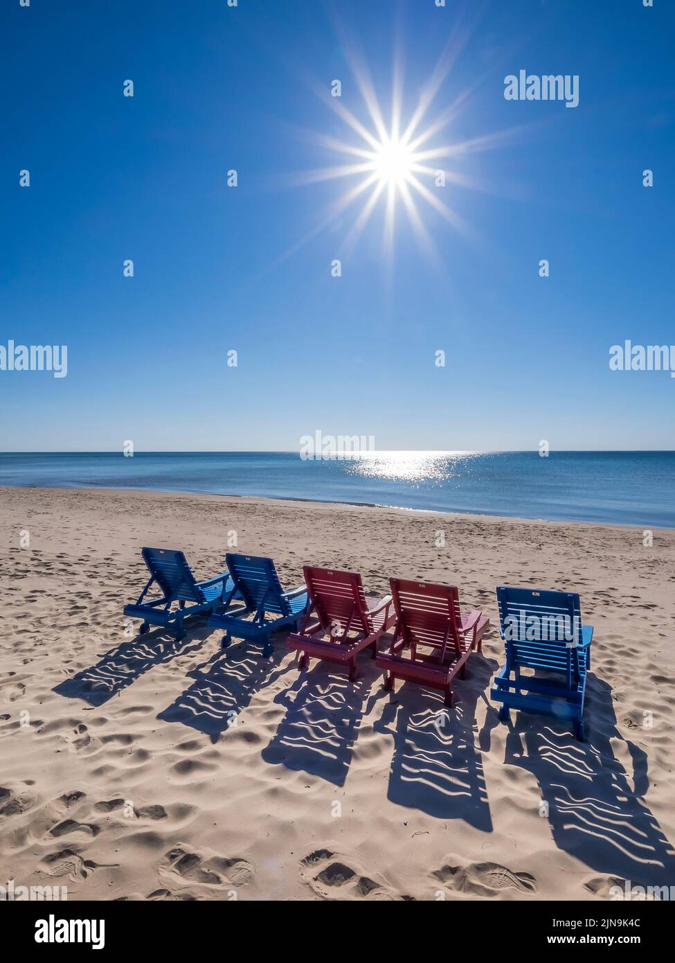 Chairs on Lake Michigan Beach in Village of Jacksonport in Door County ...