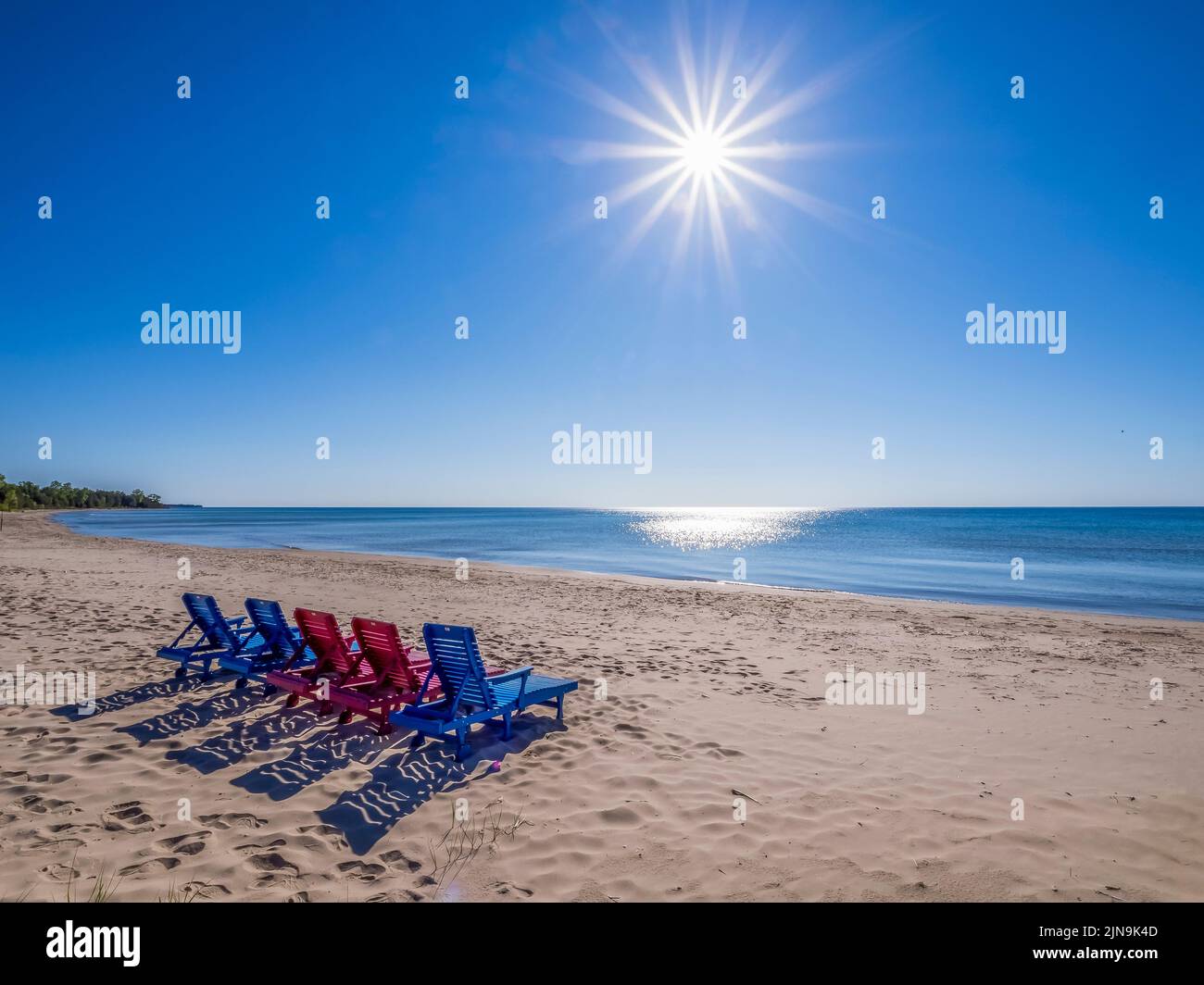 Chairs on Lake Michigan Beach in Village of Jacksonport in Door County ...