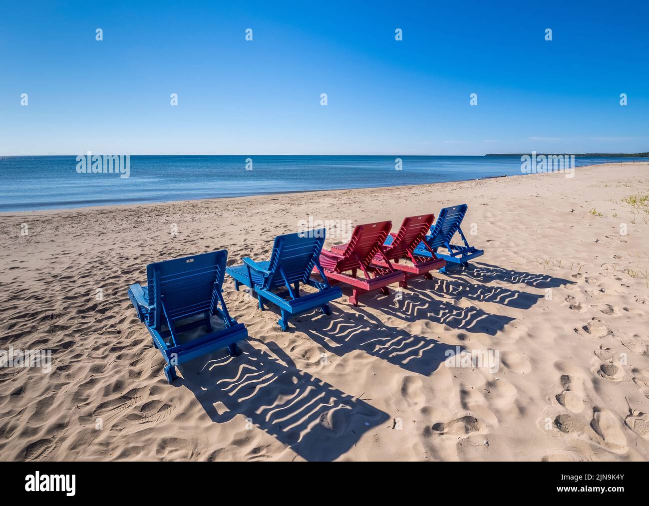 Chairs on Lake Michigan Beach in Village of Jacksonport in Door County ...