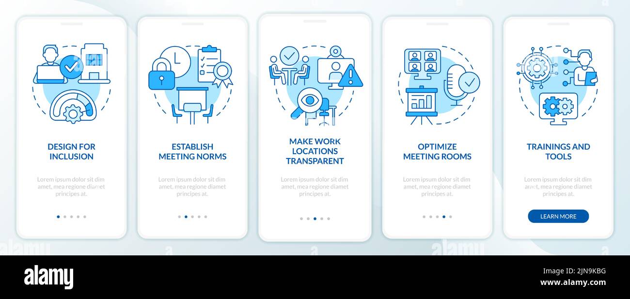 Hybrid Environment Blue Onboarding Mobile App Screen Stock Vector Image