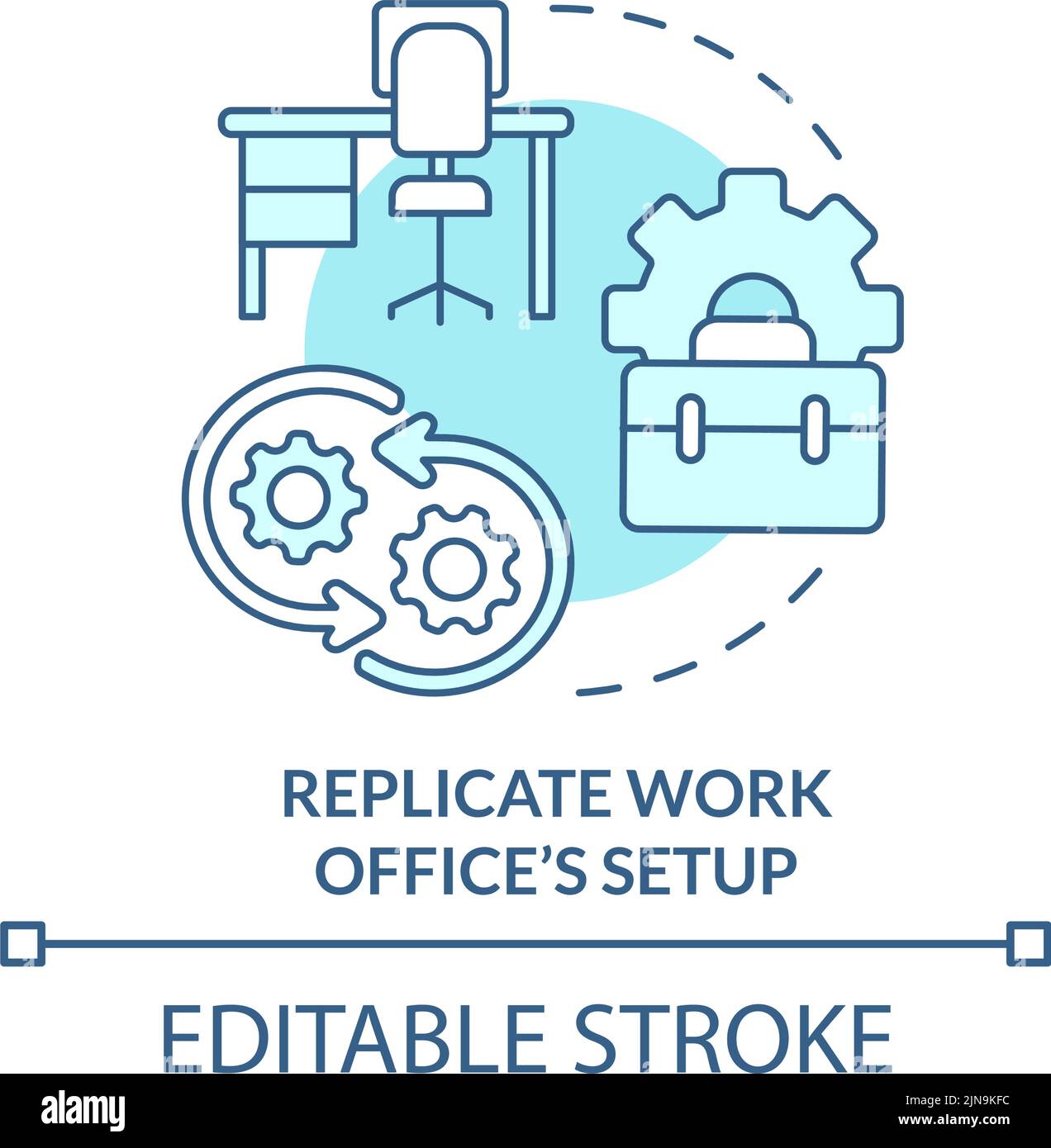 Replicate work office setup turquoise concept icon Stock Vector Image ...