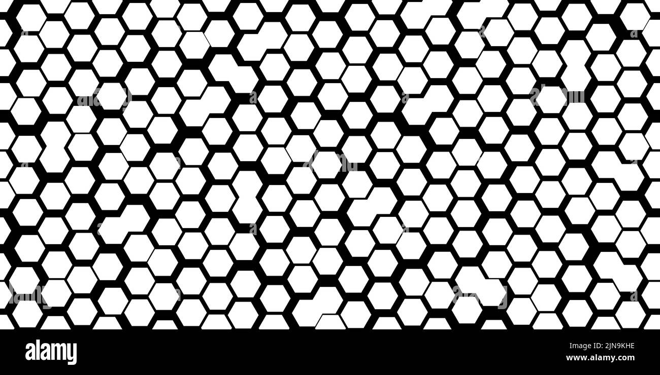 Uneven monochrome honey comb simple seamless pattern. Irregular hive cell texture. Abstract ...