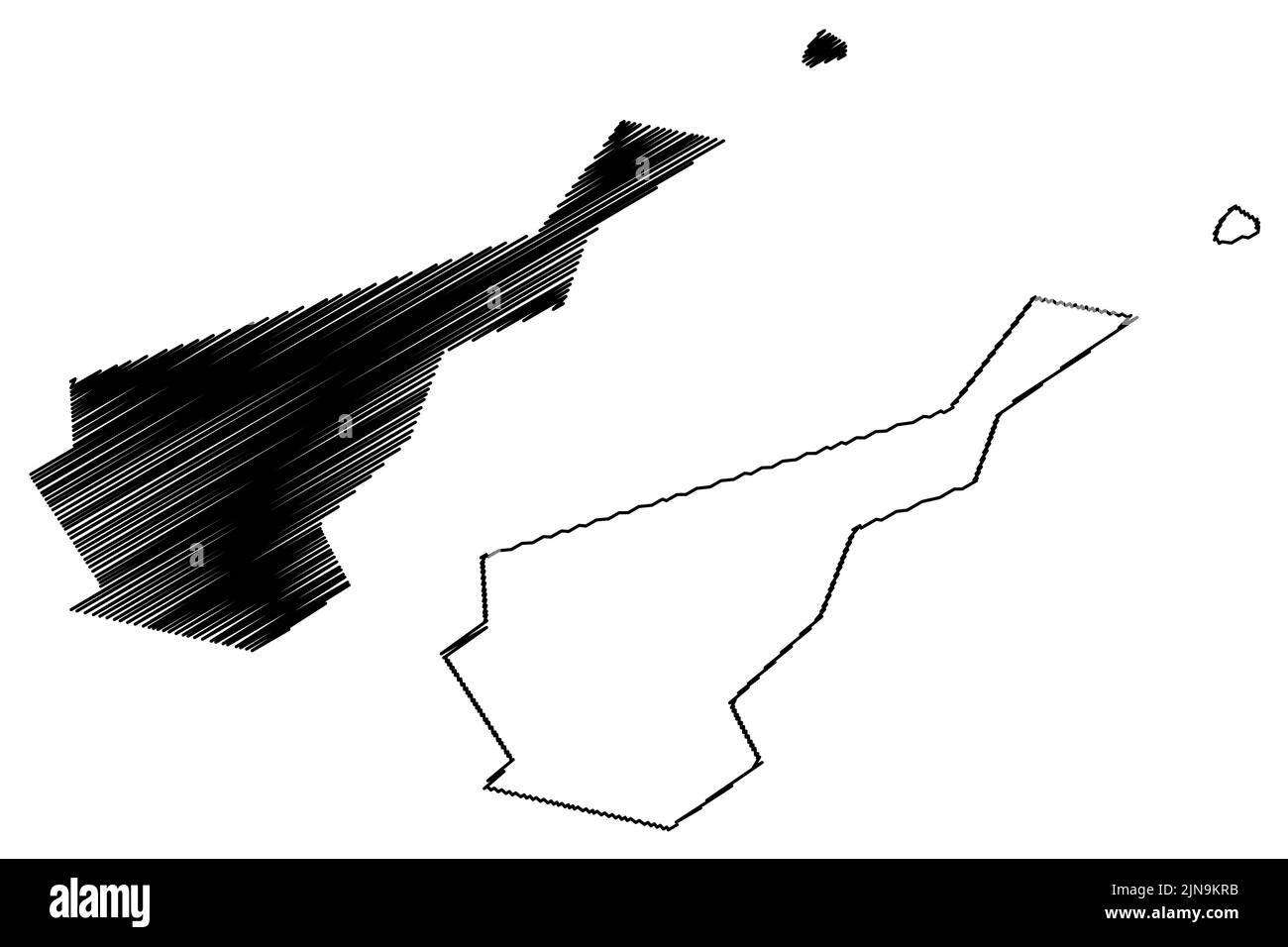 Alboran Islands (Kingdom of Spain, Mediterranean Sea) map vector illustration, scribble sketch ...